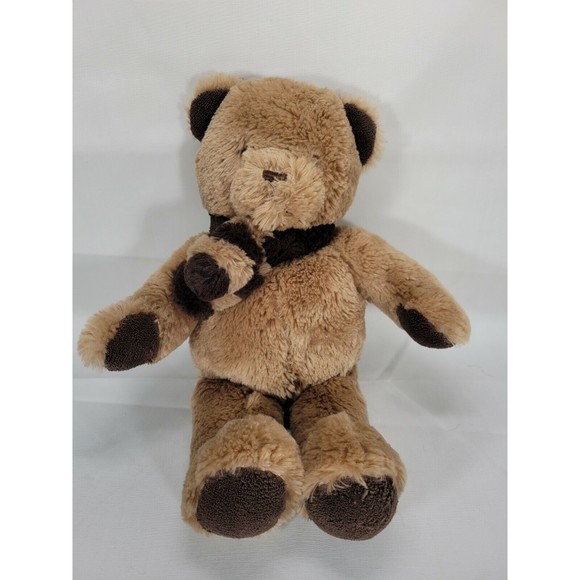 Toys | Brookstone Nap Brown Tan Teddy Bear Plush Stuffed Striped Scarf ...